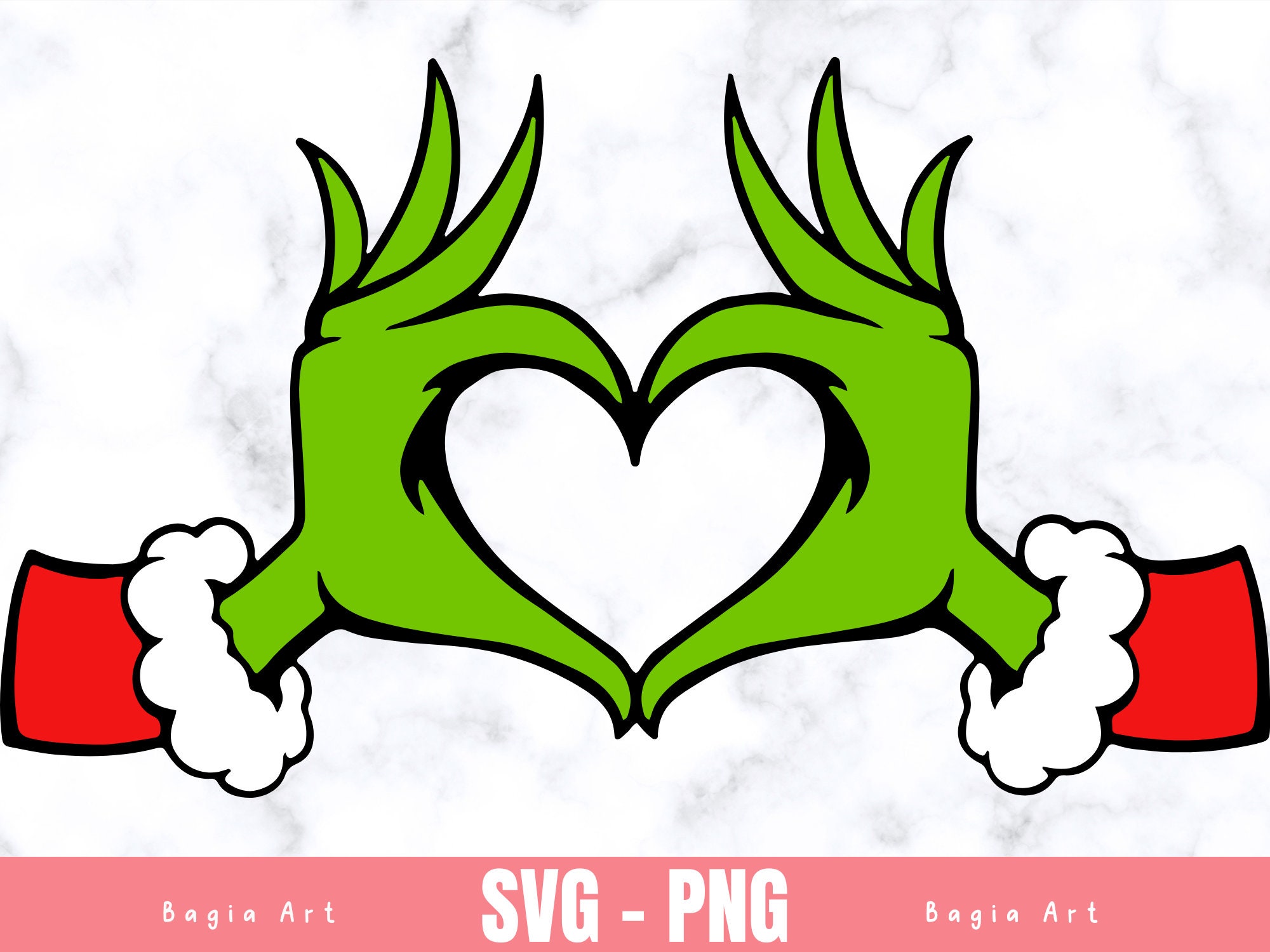 Grinch Heart Hands Dr. Seuss Christmas SVG & PNG Digital - Etsy