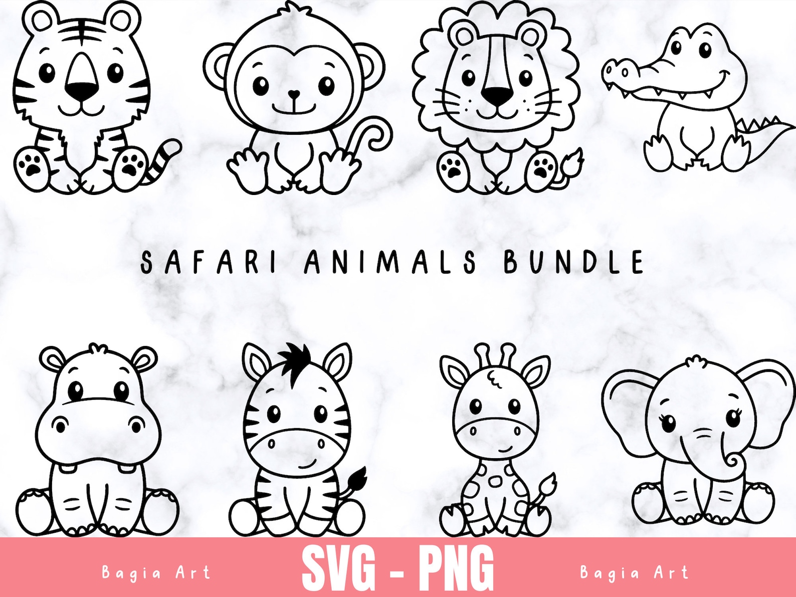 Safari animali contorno SVG Carino giungla africana animale - Etsy Italia