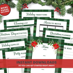 Christmas Planner and Planner Dashboard With Cute Flowers and Green ...