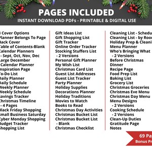 Christmas Planner With Beautiful Holiday Flowers and Green Plaid Design ...