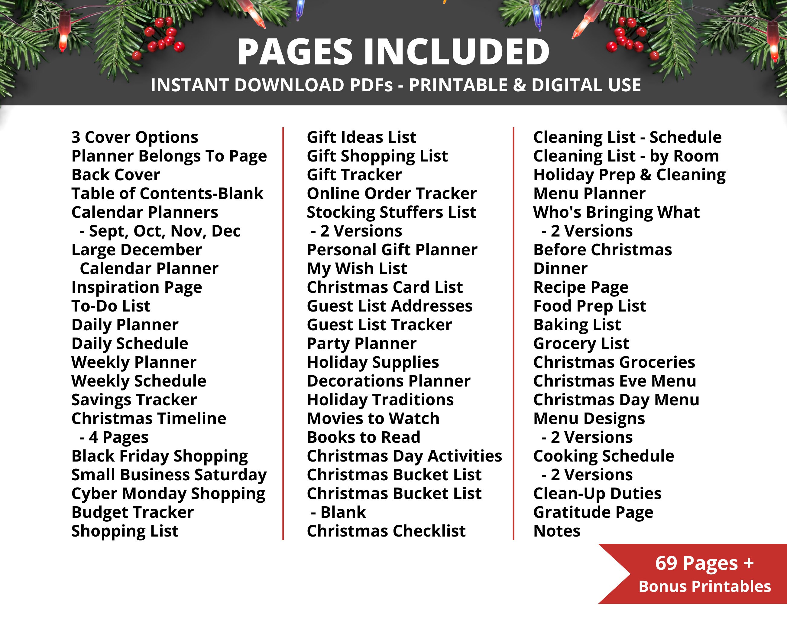 Christmas Planner With Beautiful Holiday Flowers and Green Plaid Design ...