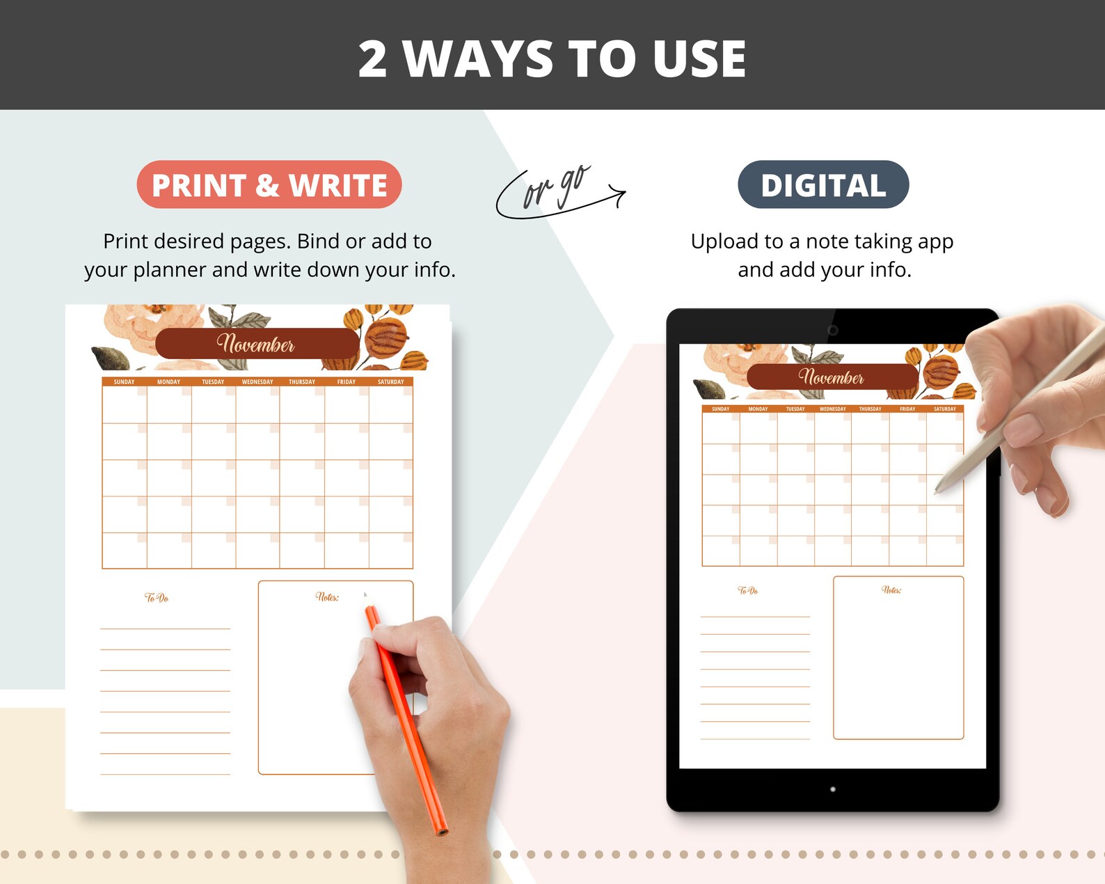 Thanksgiving Planner Printable, Digital Holiday Planner, Planner ...