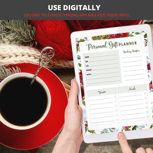 Christmas Planner With Beautiful Holiday Flowers and Green Plaid Design ...