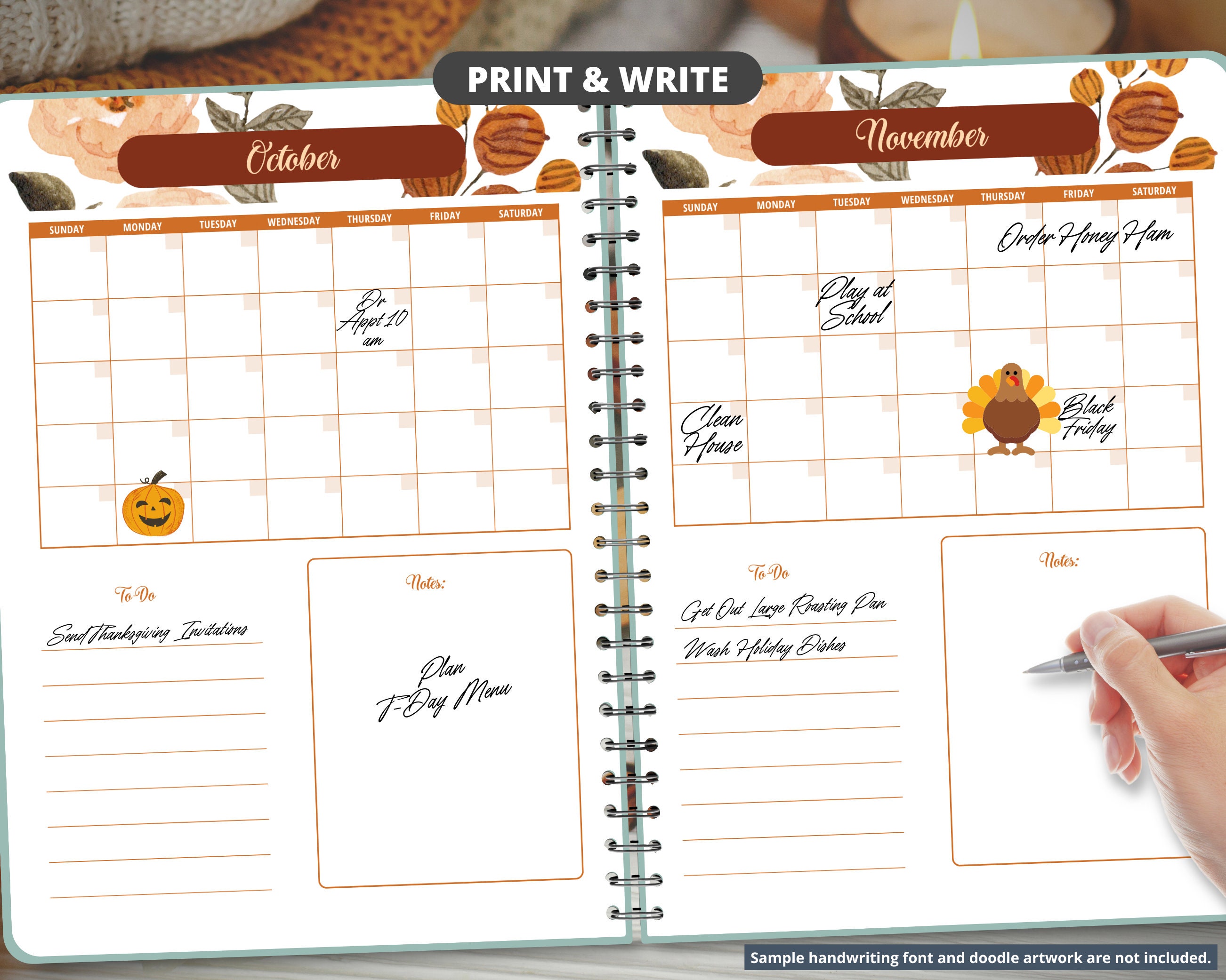 Thanksgiving Planner Printable, Digital Holiday Planner, Planner ...