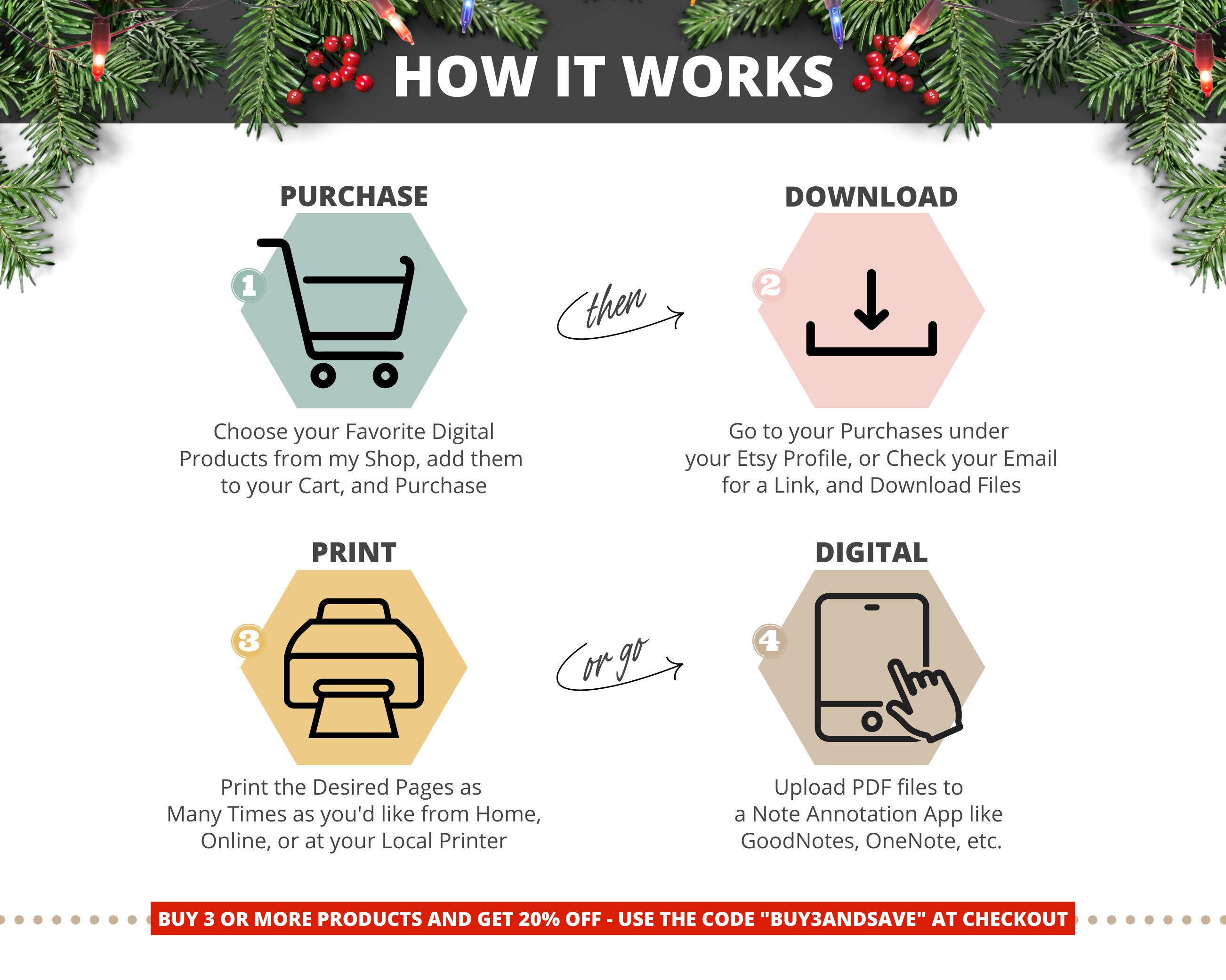 Christmas Planner With Beautiful Holiday Flowers and Green Plaid Design ...