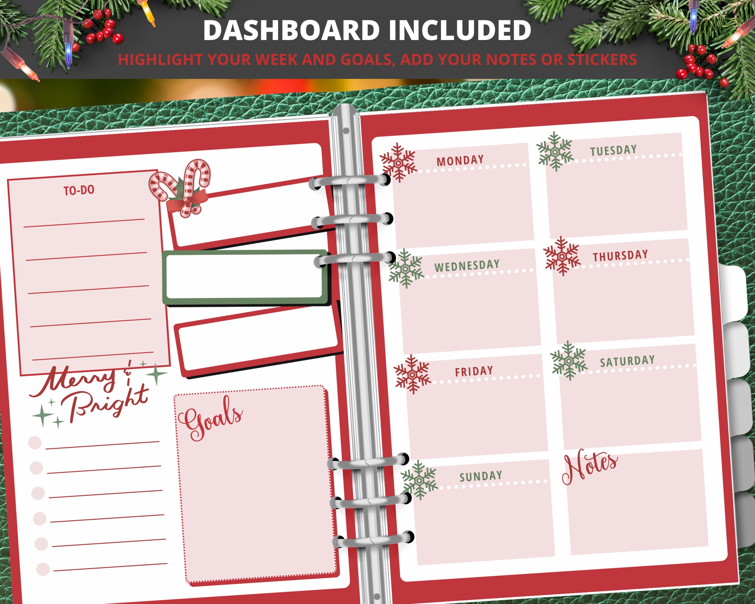 A5 Christmas Planner Inserts and Planner Cover With Holly and Christmas ...