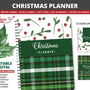 Christmas Planner and Planner Dashboard With Cute Flowers and Green ...