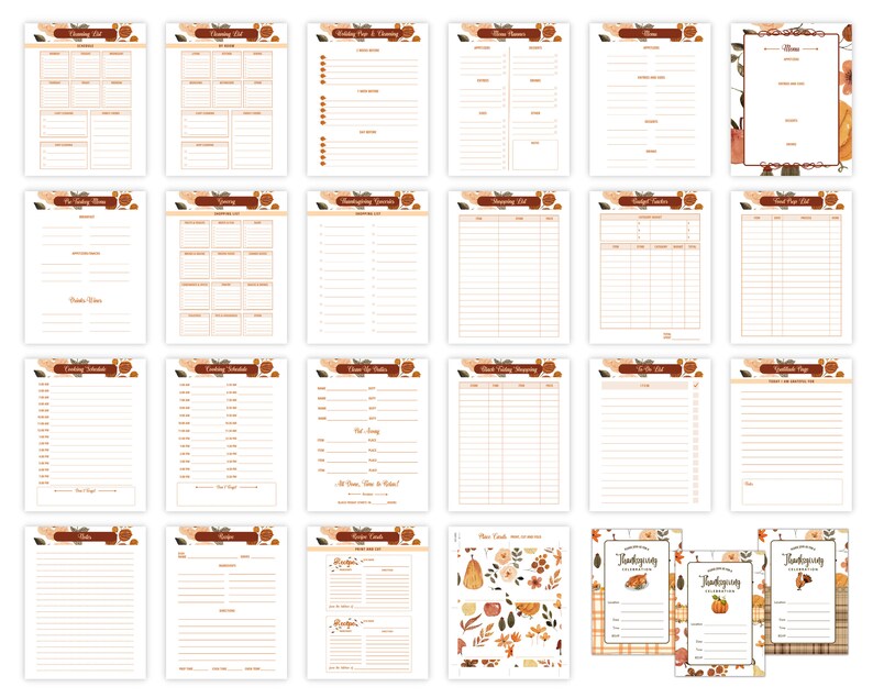 Thanksgiving Planner Printable, Digital Holiday Planner, Planner ...