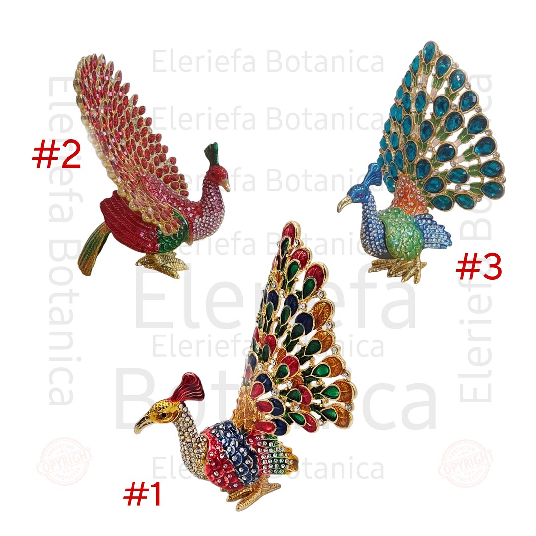 Rhinestone Tinket Box Peacock/pavo Real Caja De Baratijas Con Piedras ...