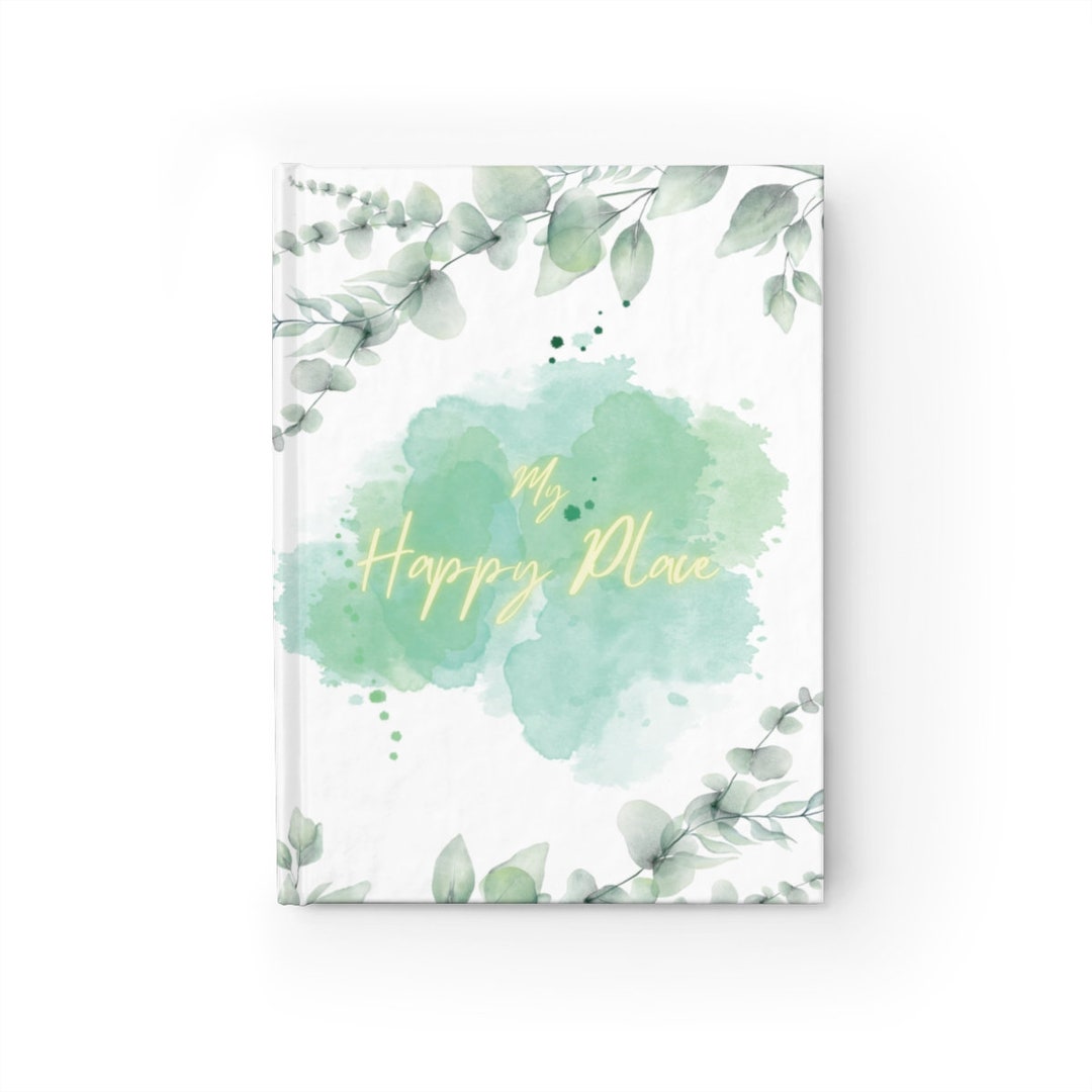 Happy Place Greenery Plants Green Splash Cute Journal - Ruled Line - Etsy