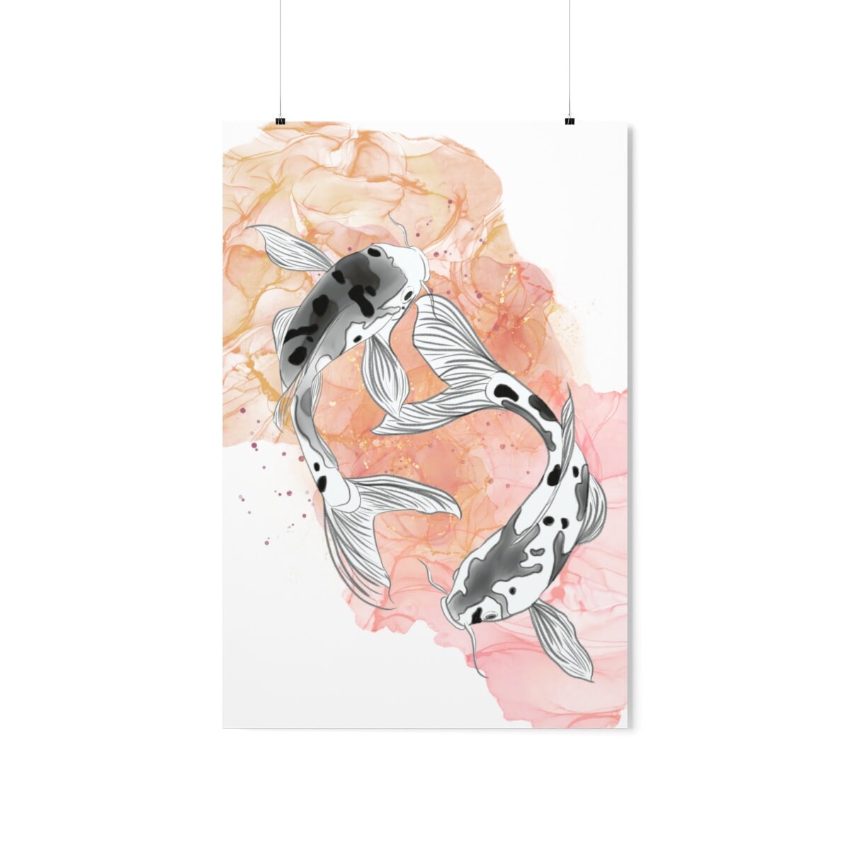 Watercolor Koi Fish Aesthetic Orange Pink Premium Matte Vertical ...