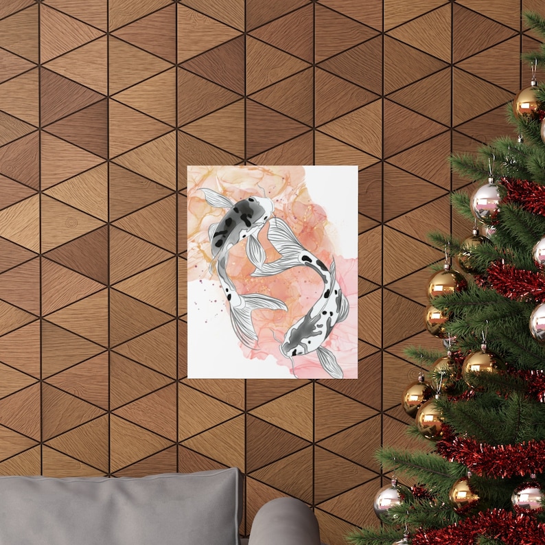 Watercolor Koi Fish Aesthetic Orange Pink Premium Matte Vertical ...