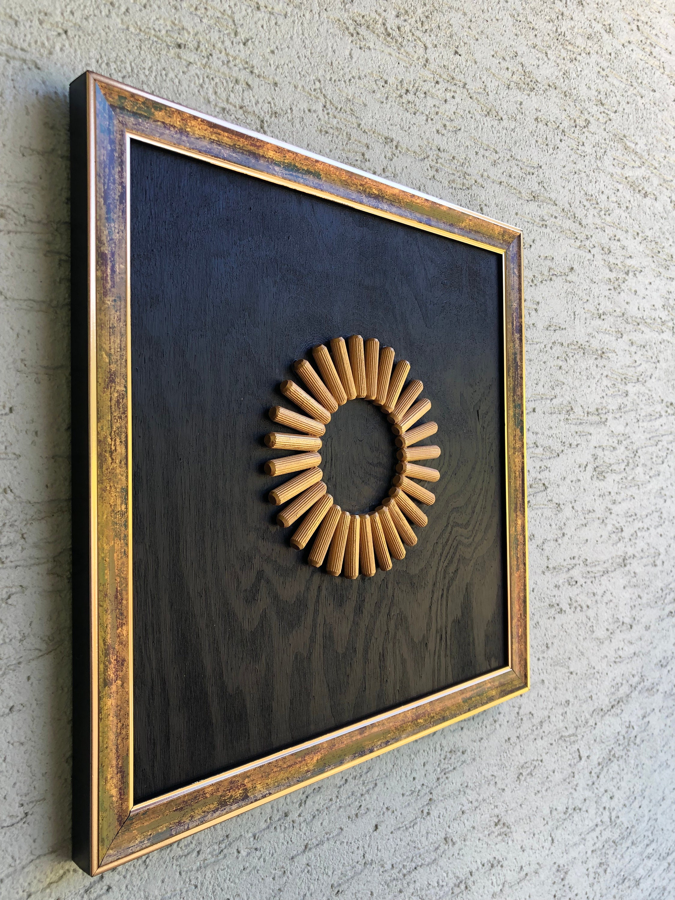 Gold Wooden Wall Decor, Wooden Decor, Wall Decor, Black Home Art,minimal Wood Painting, Handmade ...