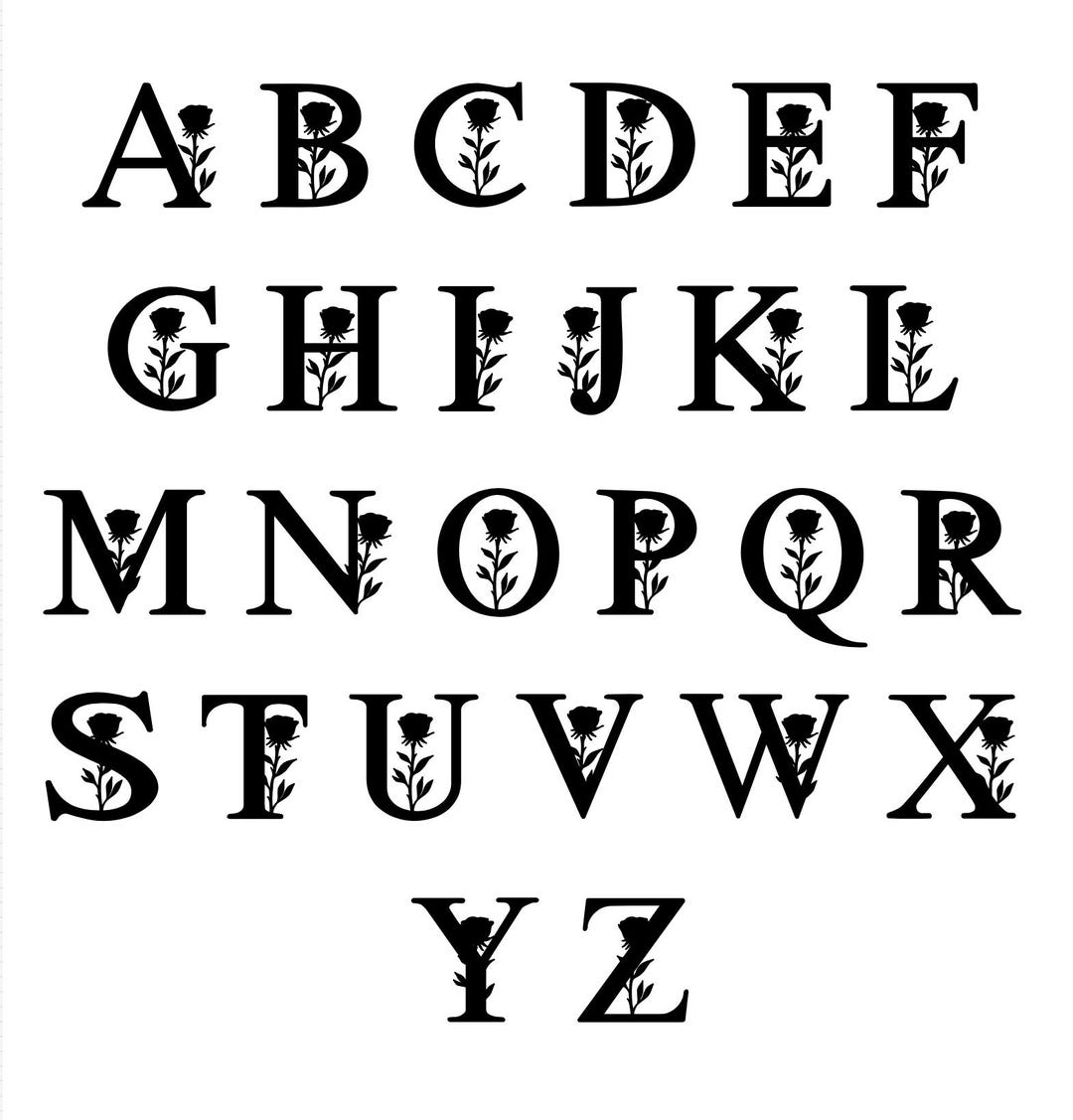 Custom Single Letter Vinyl Decal | Floral Initial Vinyl Sticker ...