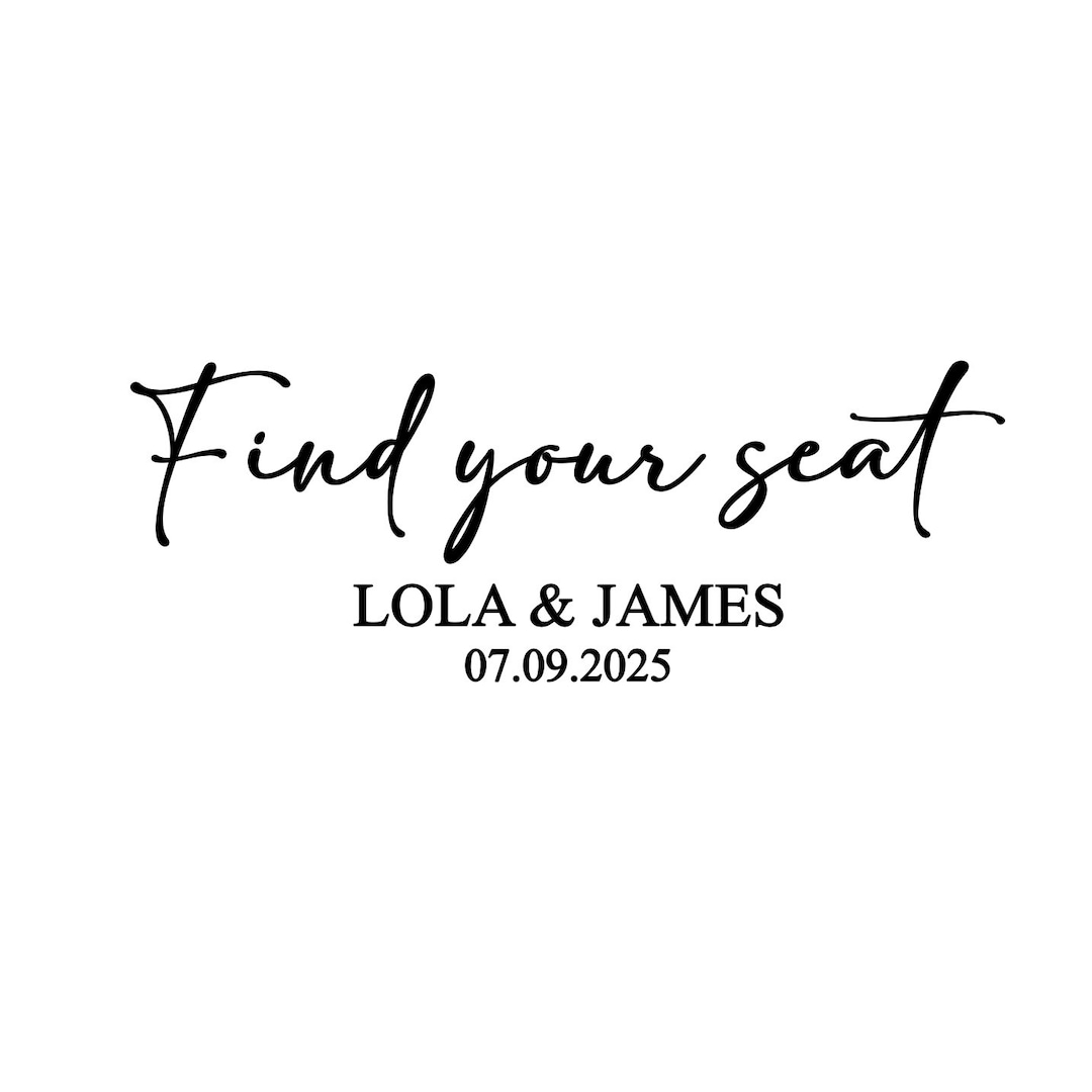Personalised Find Your Seat Vinyl Decal | Custom Couple Names Vinyl ...