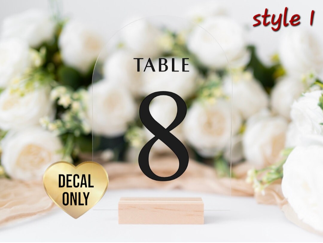 Custom Table Number Decal | Custom Vinyl Decal Stickers | Acrylic Arch ...