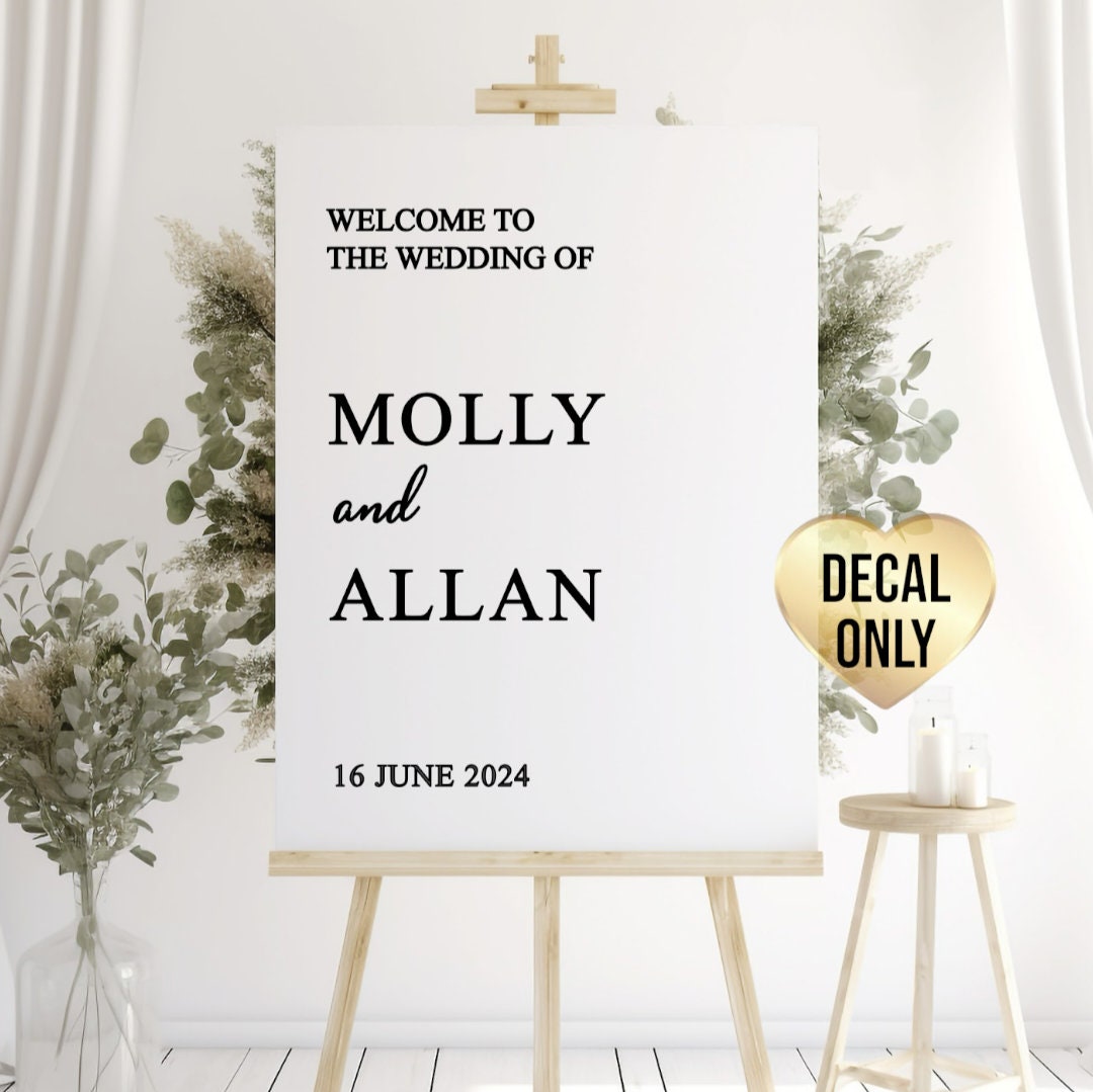 Personalised Wedding Sign Vinyl Decal | Welcome Sign Vinyl Sticker ...
