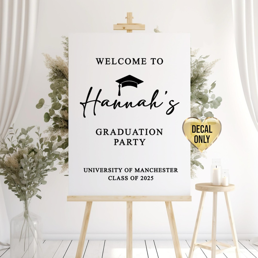 Personalised Graduation Sign Decal | Custom Welcome Sign Vinyl Sticker ...
