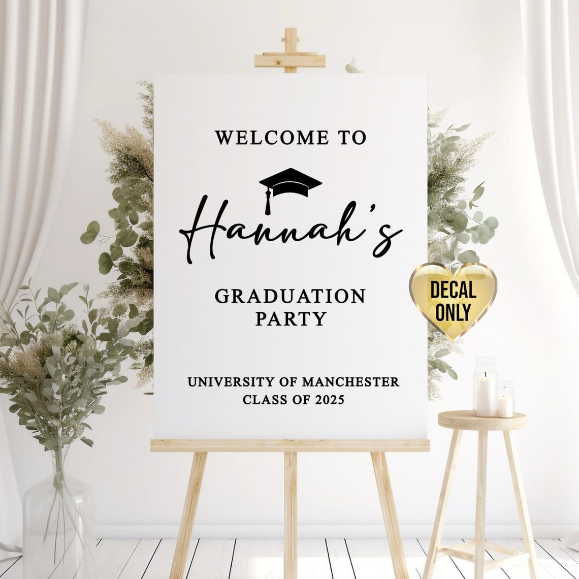 Personalised Graduation Sign Decal | Custom Welcome Sign Vinyl Sticker ...