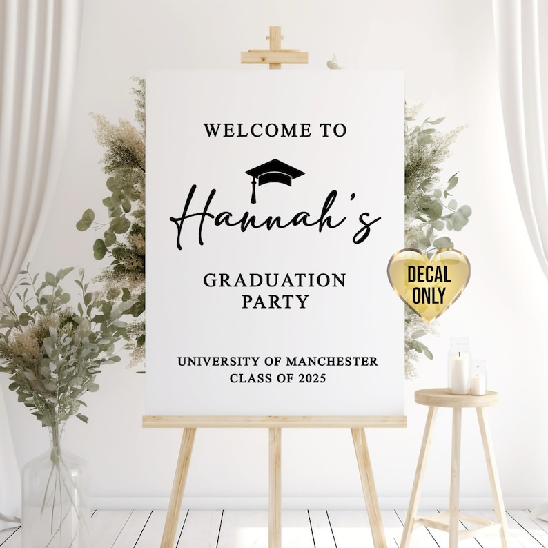 Personalised Graduation Sign Decal Custom Welcome Sign Vinyl Sticker ...