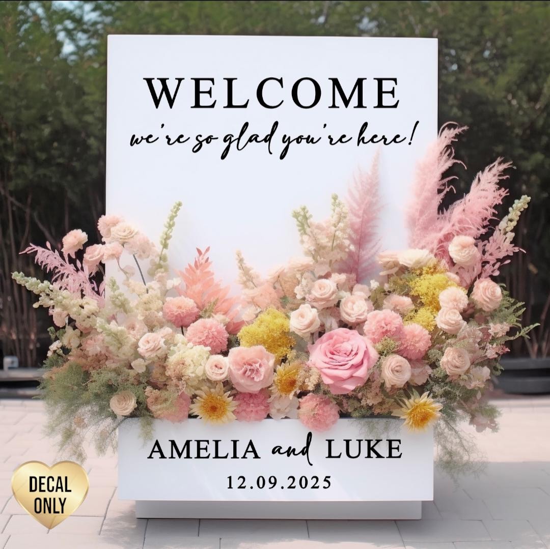 Personalised Flower Box Vinyl Decal | Welcome Sign Vinyl Sticker ...