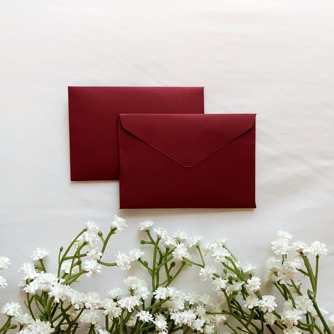 Premium Mini Burgundy Envelopes | Luxury Wedding Favour Envelopes | C8 ...