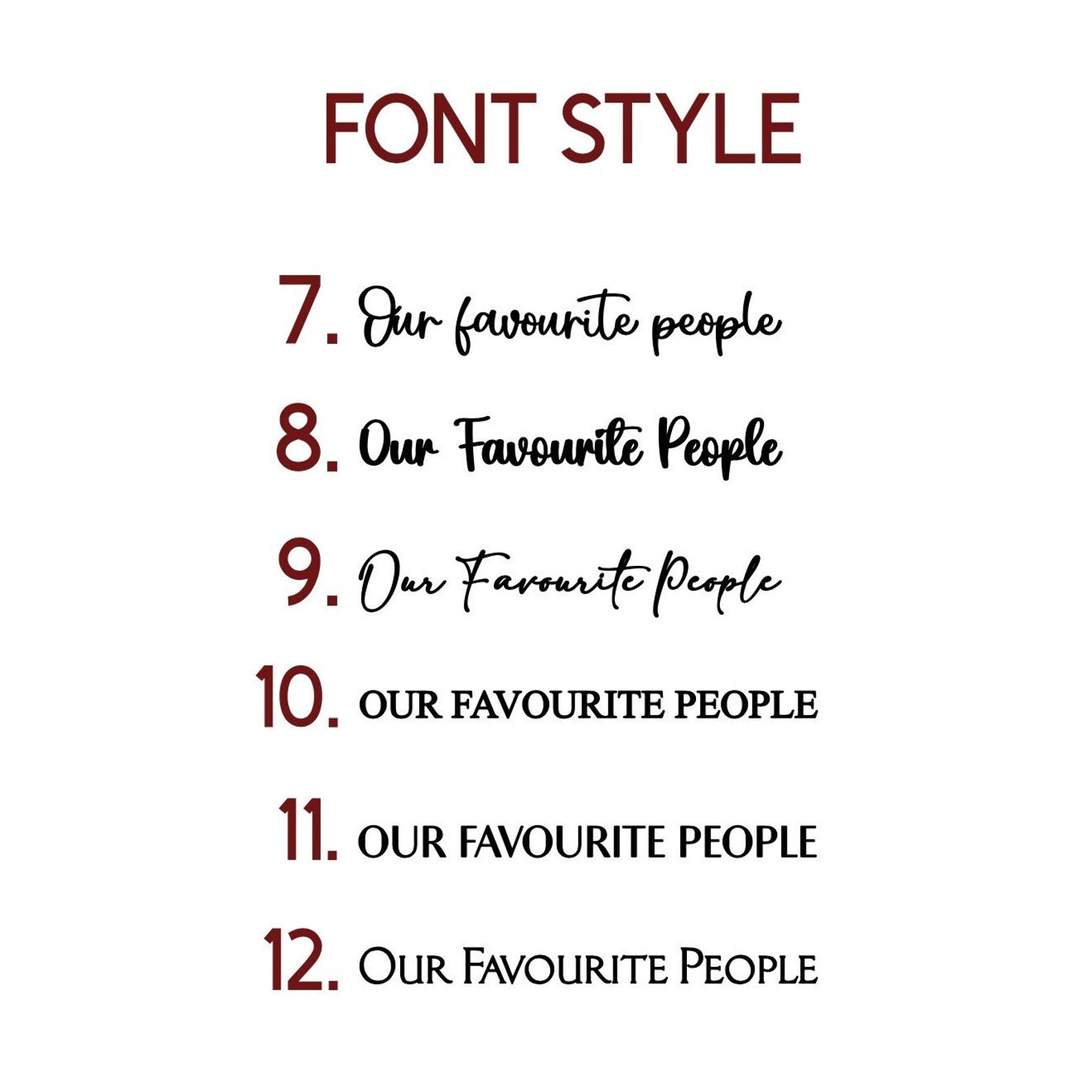 Our Favourite People Decal | Custom Vinyl Decal Sticker | Seating Chart ...