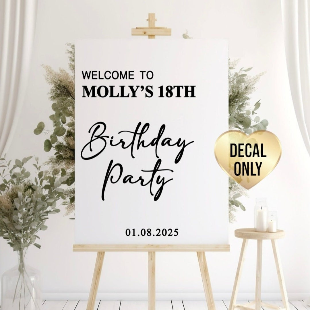 Personalised Birthday Sign Vinyl Decal | Custom Welcome Sign Decal ...