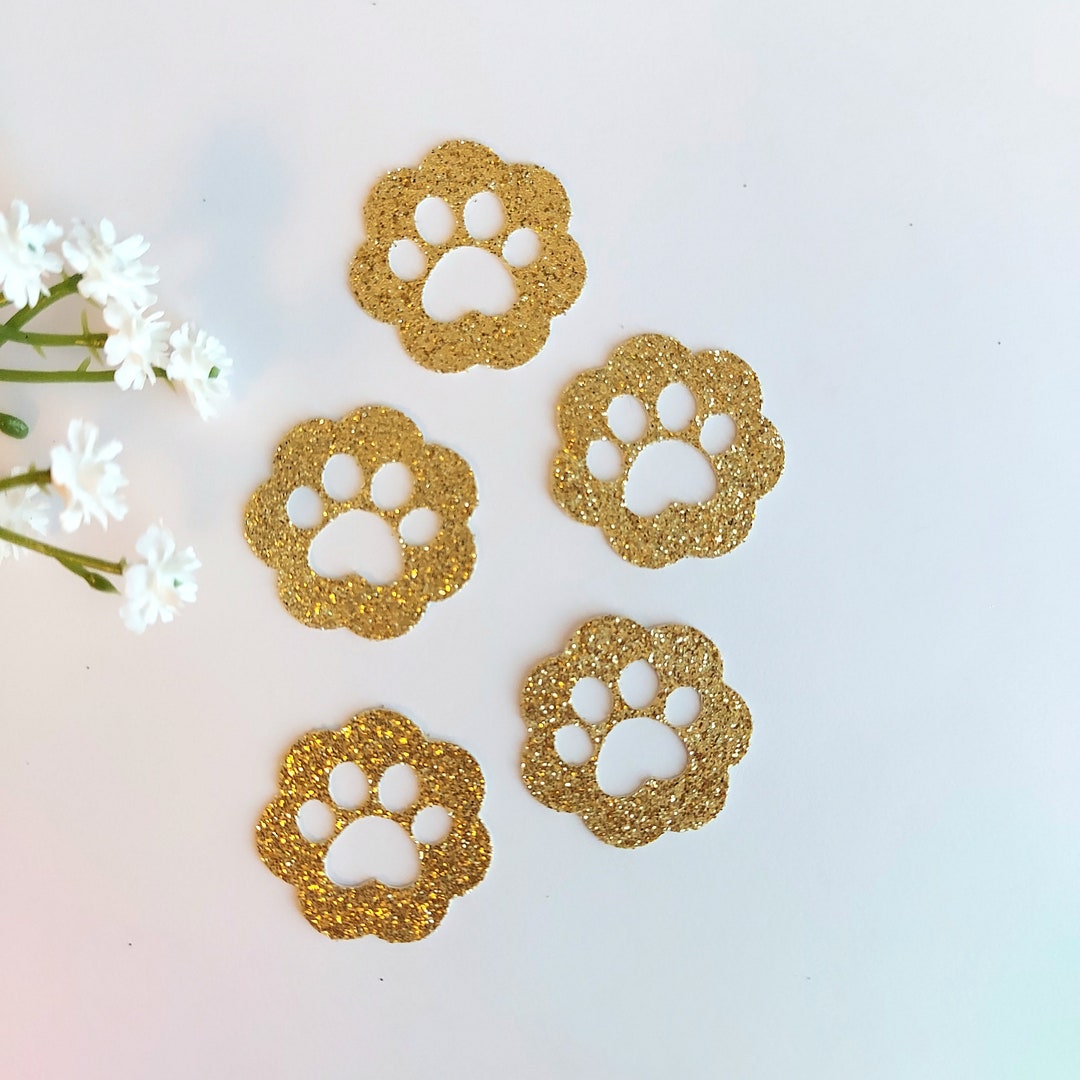 Paw Print Confetti | Gold Glitter Confetti | Paw Scrapbooking ...