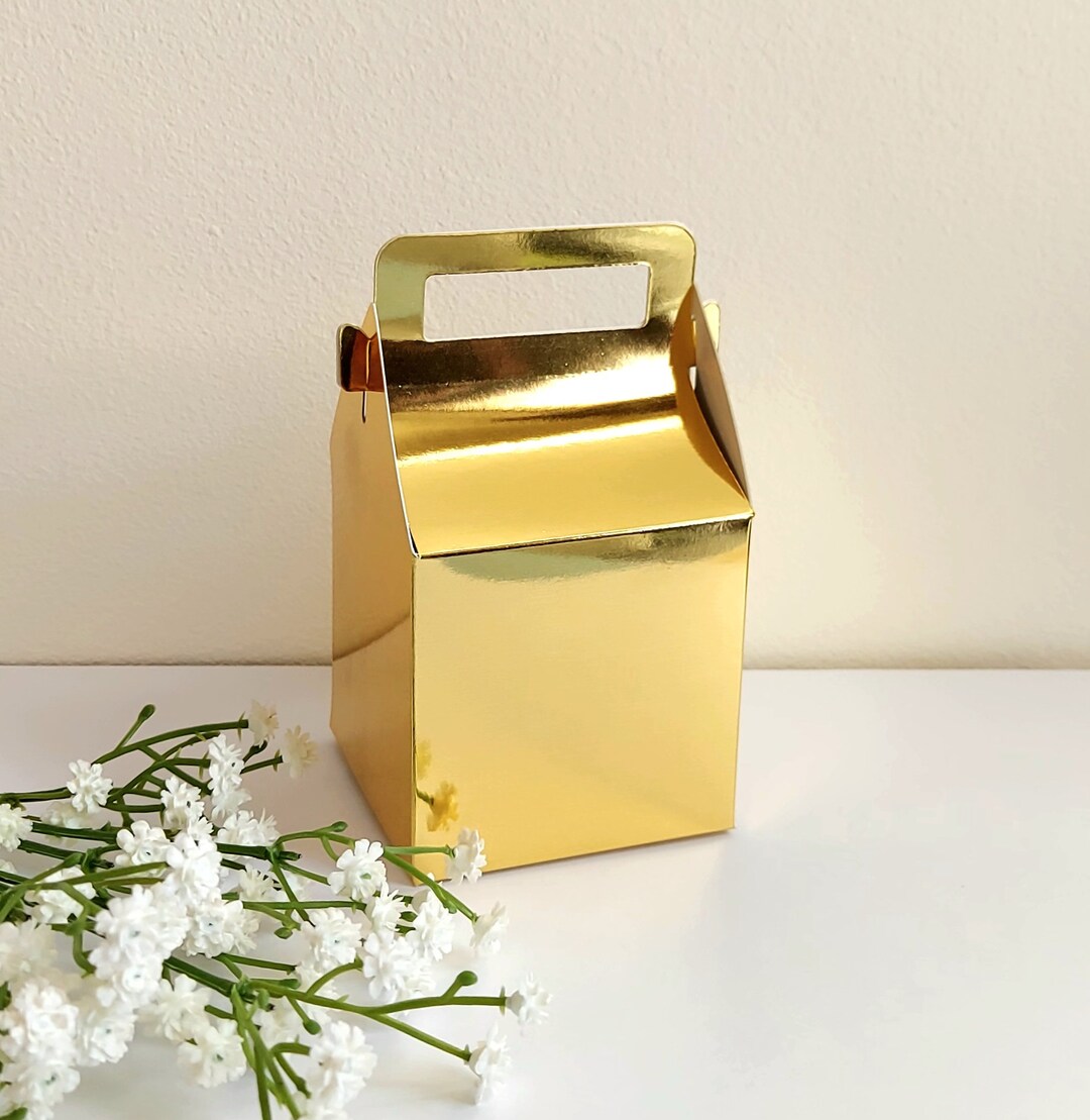 10x Gold Mini Handle Carrier Favour Boxes Luxury Wedding Favour Boxes ...