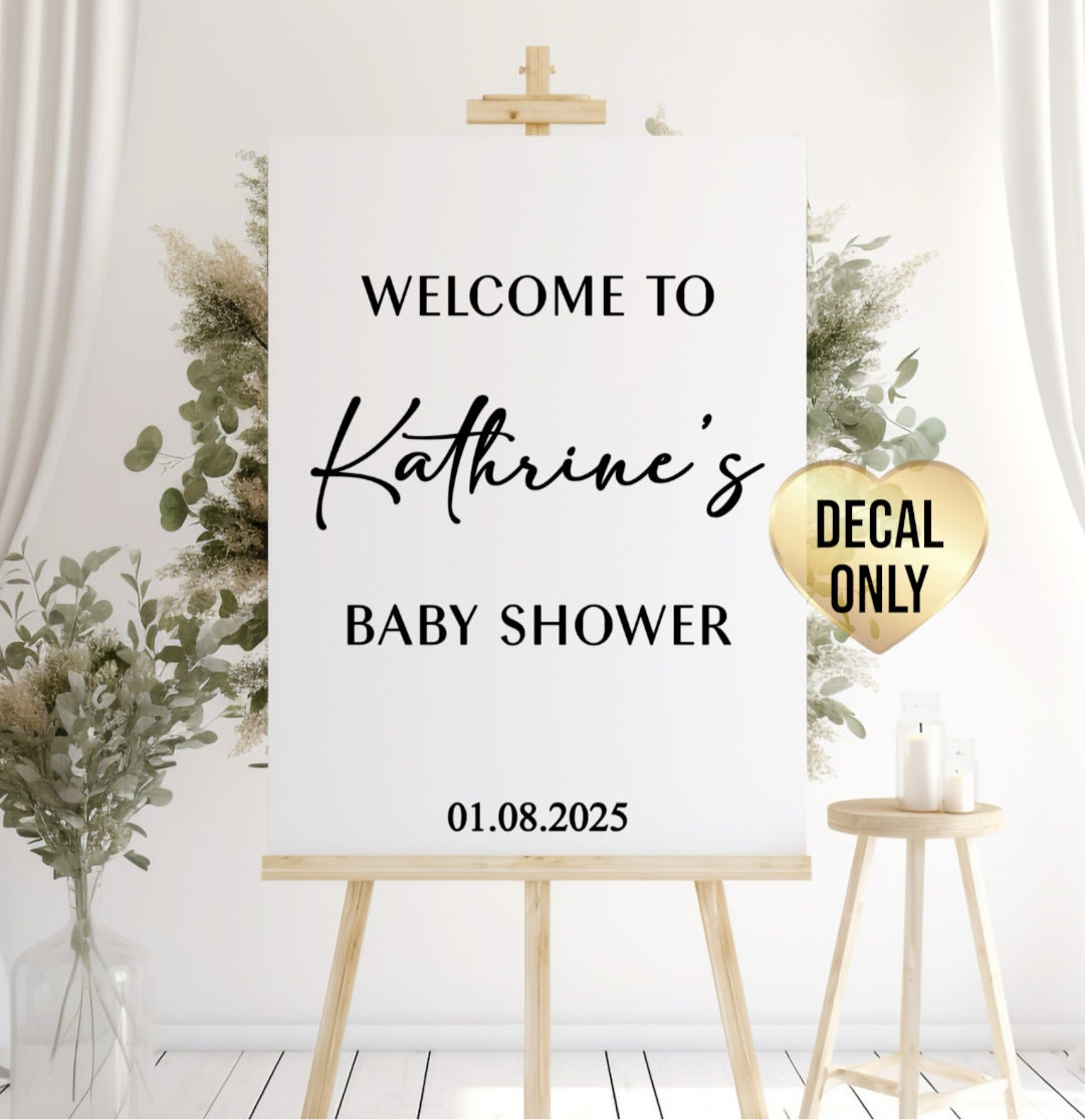 Personalised Baby Shower Sign Decal | Custom Welcome Sign Vinyl Sticker ...
