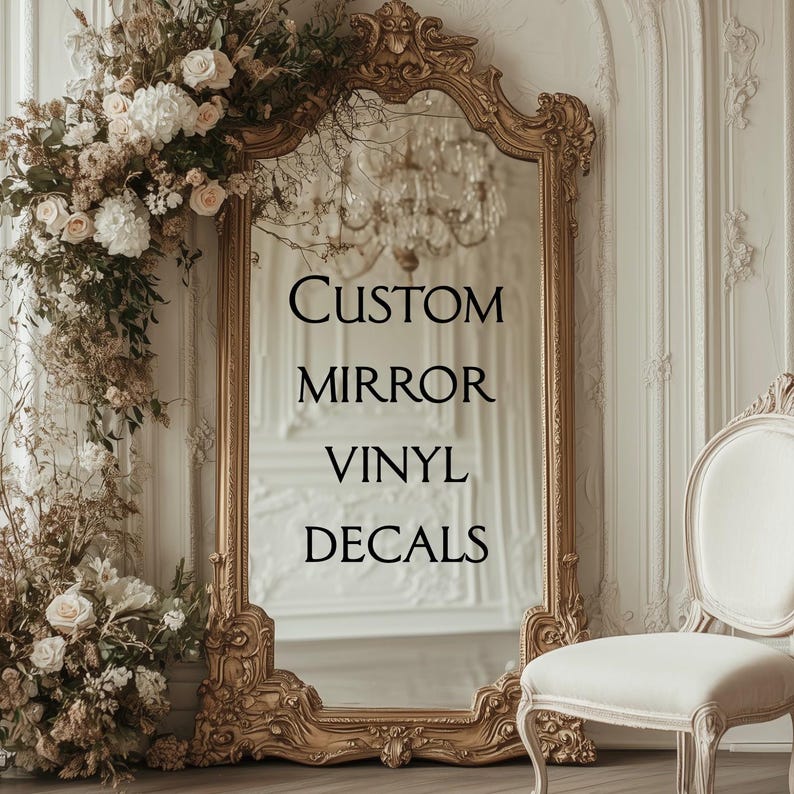 Custom Mirror Vinyl Decal Personalised Wedding Mirror Sticker Diy