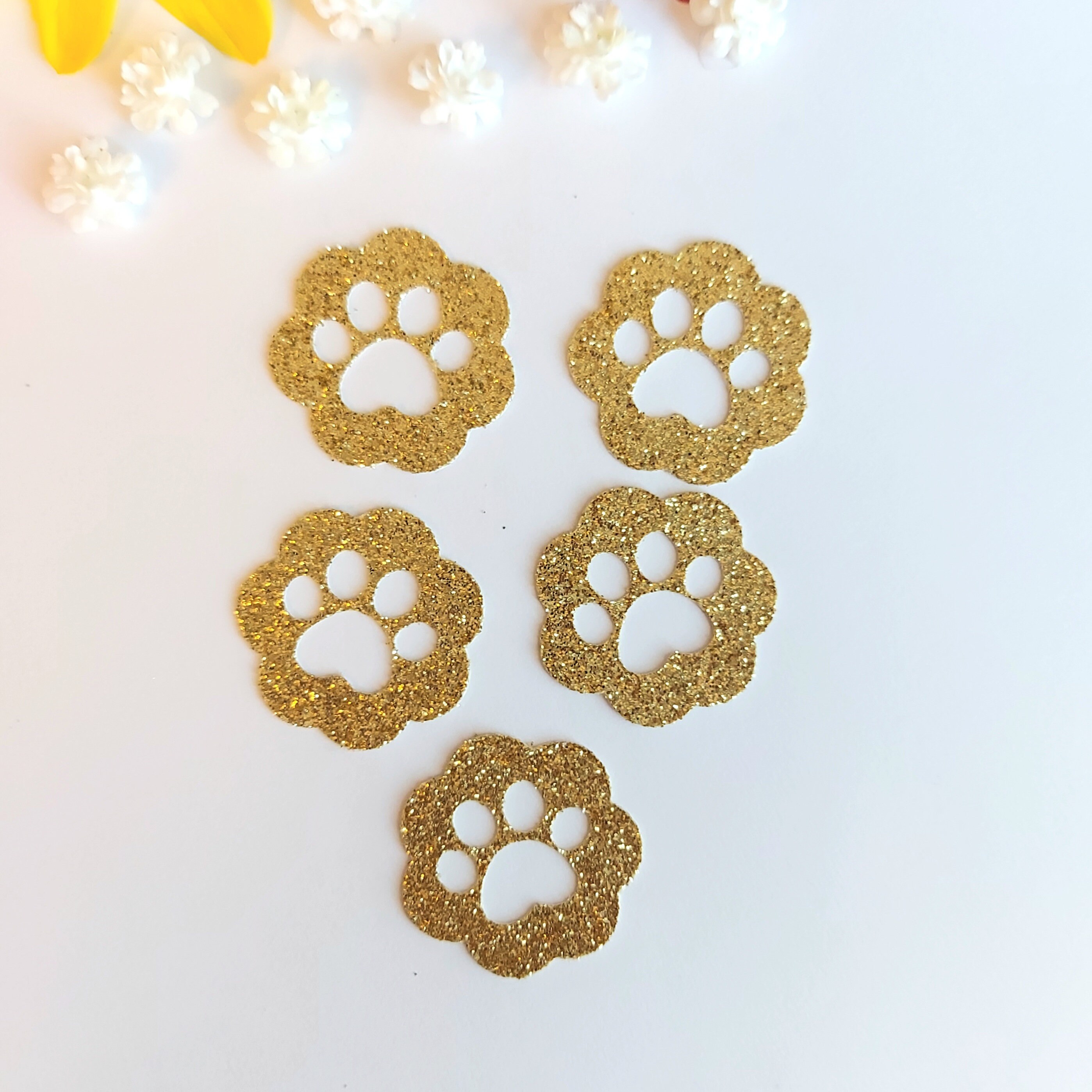 Paw Print Confetti Gold Glitter Confetti Paw Scrapbooking - Etsy