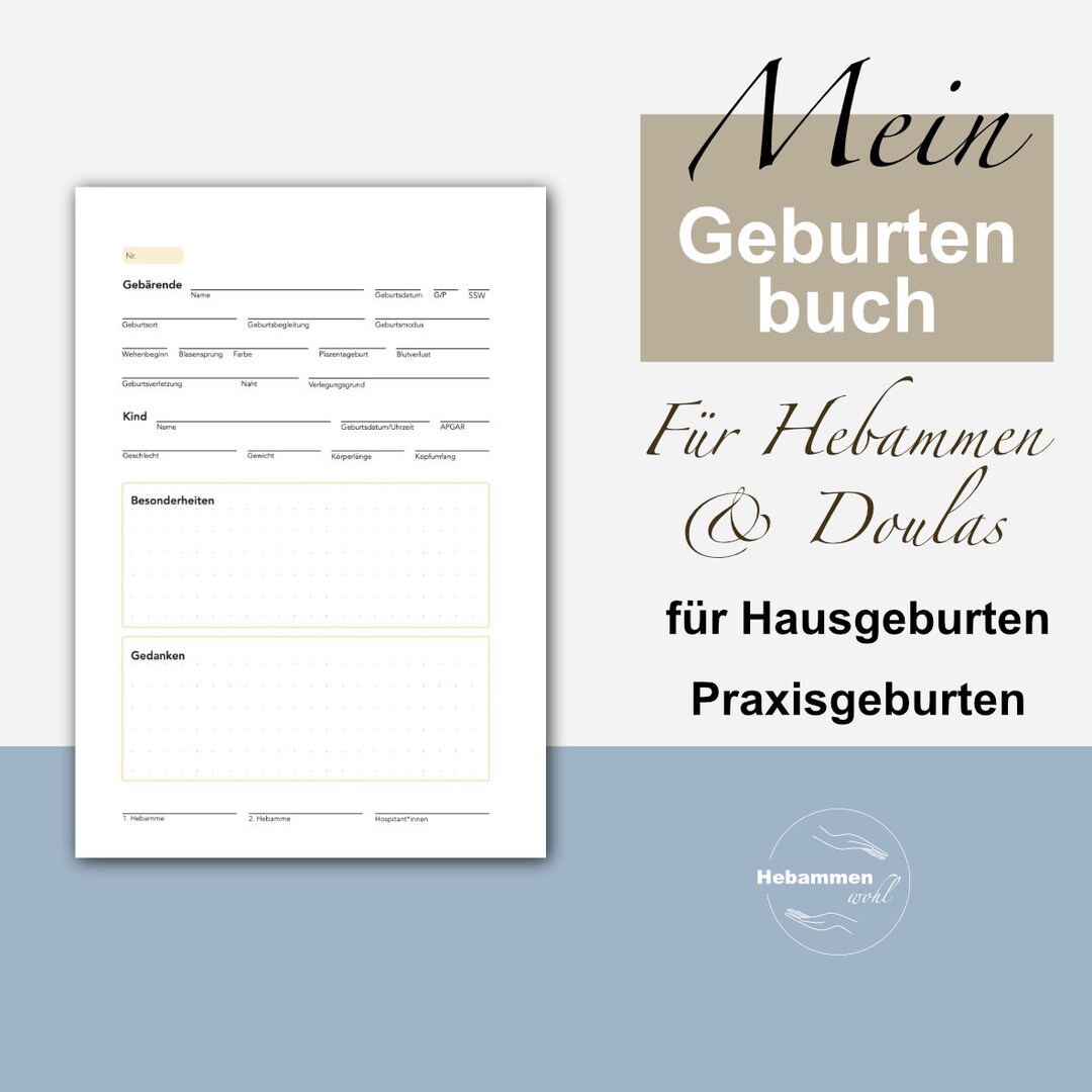 Birth Diary Birth Book Printable Midwife Diary Home Births Doulas Birth ...