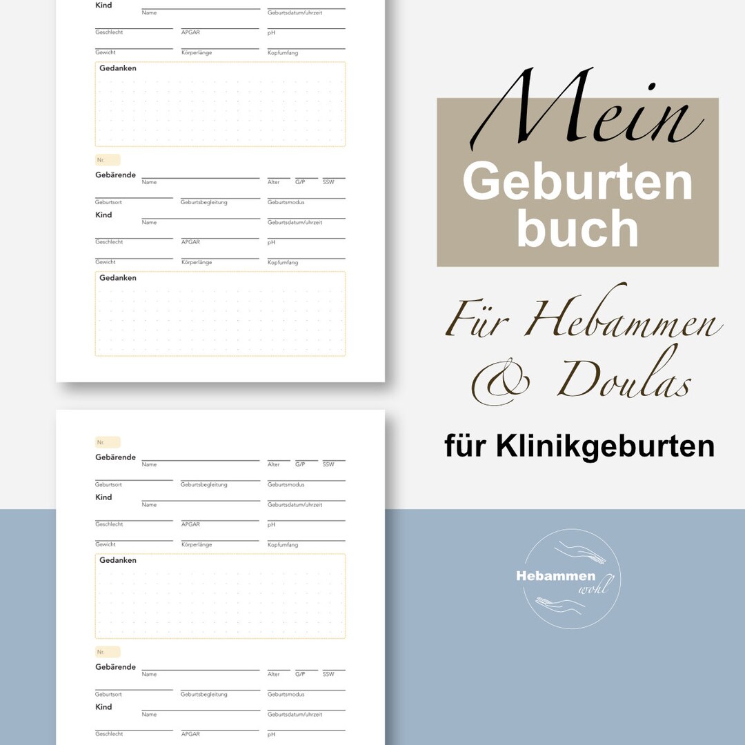 Birth Diary Birth Book Printable Midwife Diary Print Birth Overview ...