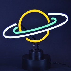 Saturn Neon Sign AUTHENTIC GLASS NEON Signs Outer Space Wall Decor Kids ...
