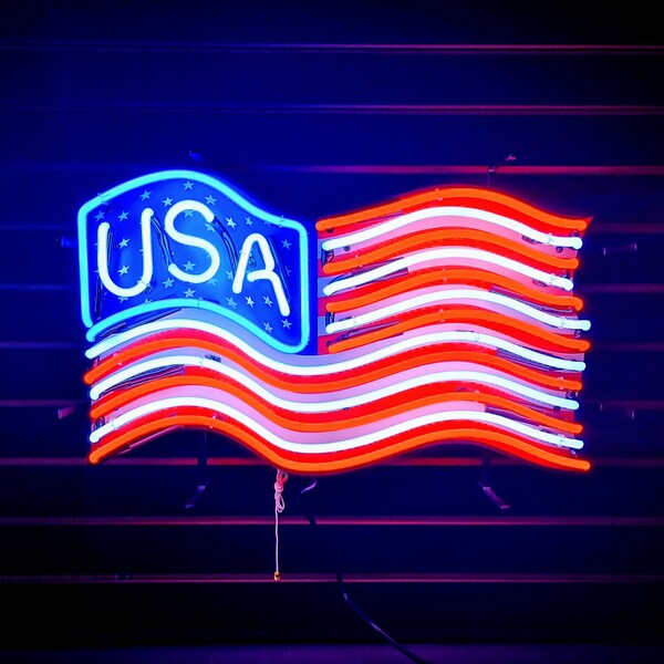 Neon American Flag Sign - Etsy