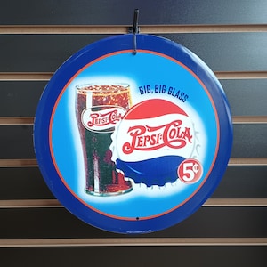 Pepsi Cola Big Big Glass Round Sign Pepsi Signs Soda Pop Advertising ...