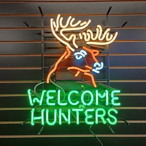 Welcome Hunters Neon Sign AUTHENTIC GLASS NEON Bar Decor Restaurant ...