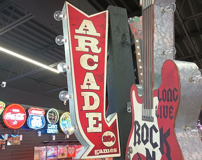 Arcade Sign LED Light up Double Sided Arcade Wall Hanging Signs ...