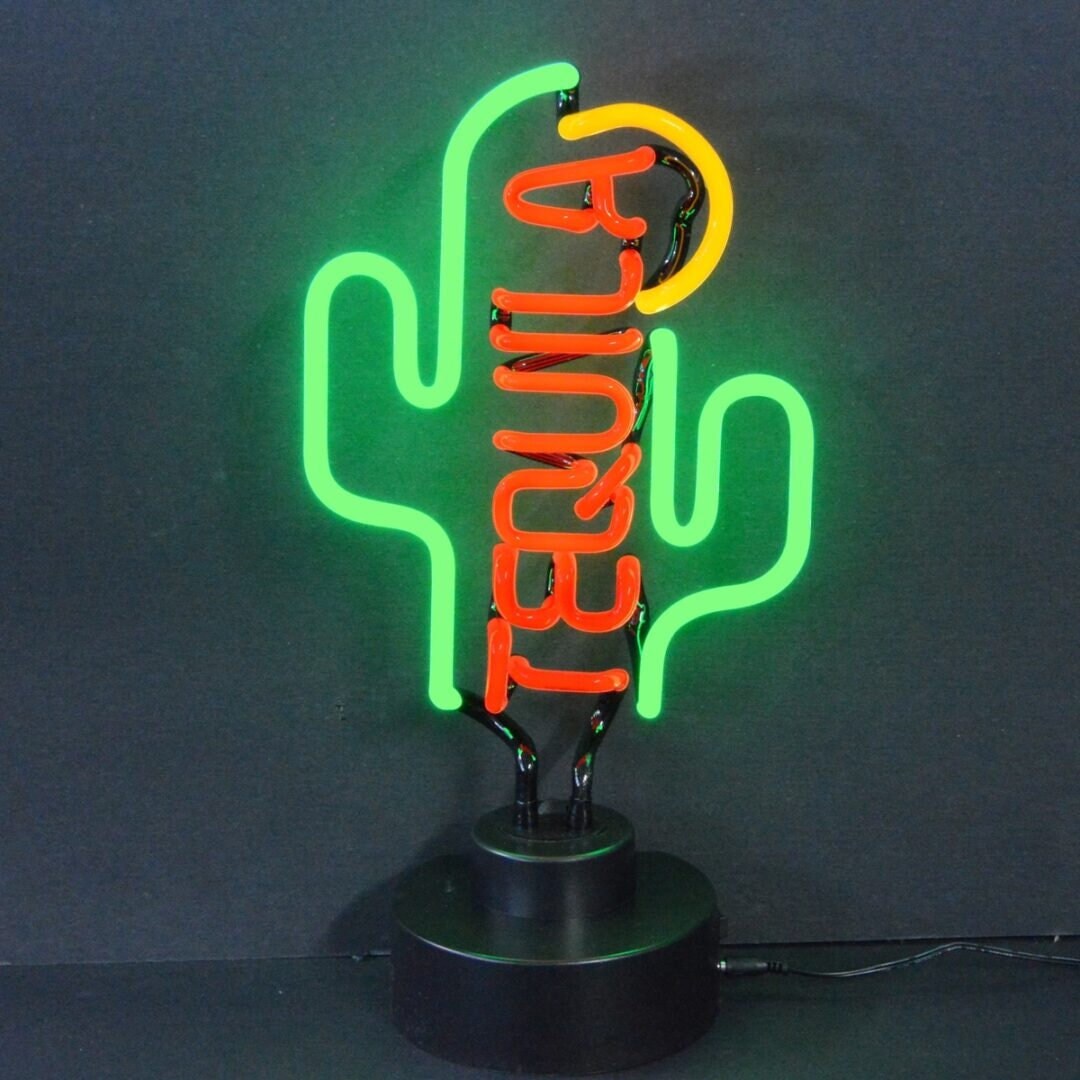 Tequila Cactus Neon Sign AUTHENTIC GLASS NEON Signs Home Bar Decor ...