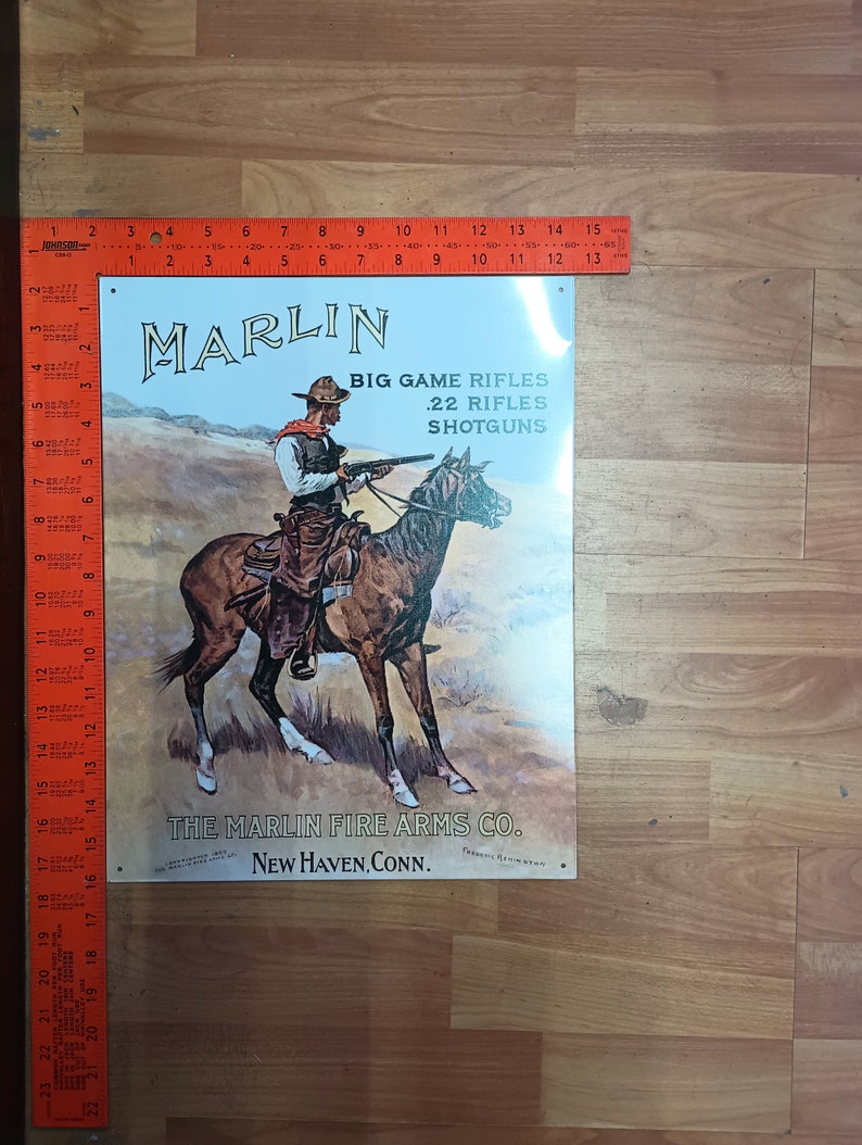 Marlin Cowboy on Horse Metal Sign Marlin 22 Rifle Gun Signs - Etsy