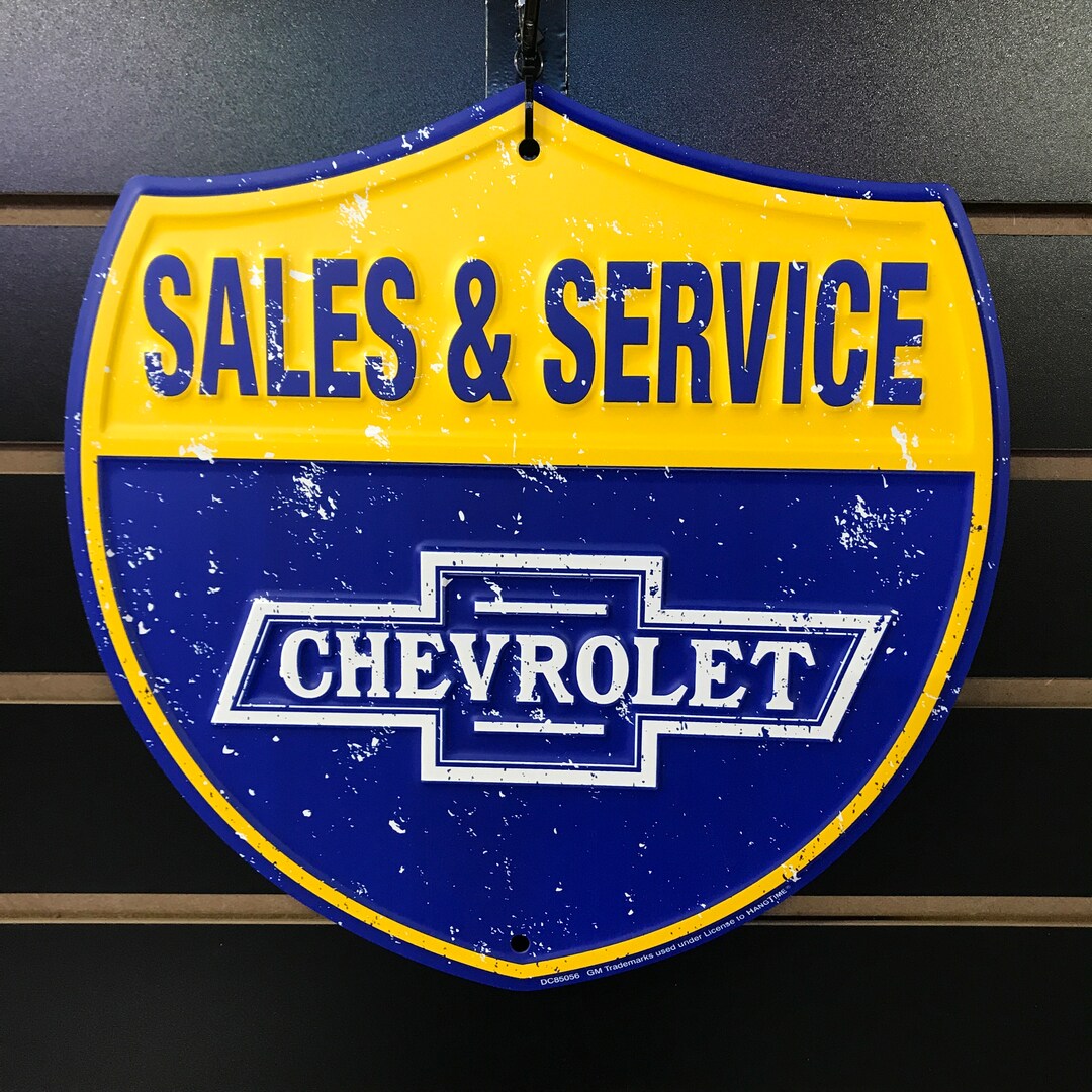 Chevy Sign Chevrolet Sales Service Metal Signs Garage Decor for Men ...
