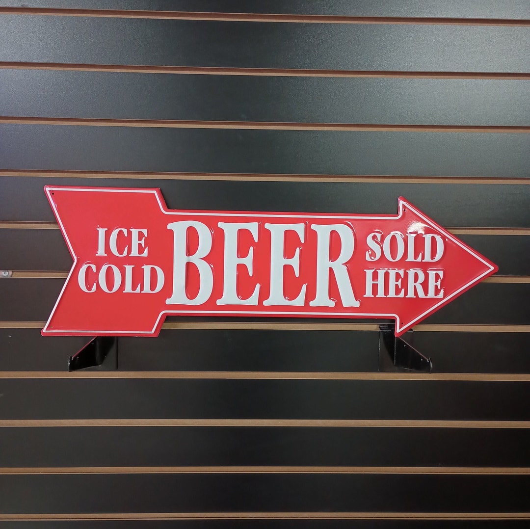Beer Signs Ice Cold Beer Sold Here Right Facing Arrow Sign Metal Bar ...