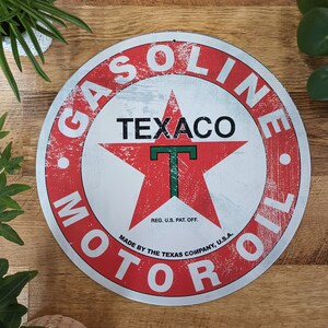 12 Texaco Motor Oil Gasoline Sign Texaco Gas Signs Metal Garage Decor ...