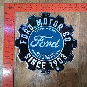 Ford Gear Sign Ford Motor Co Detroit MI Metal Gear Signs Automobilia ...