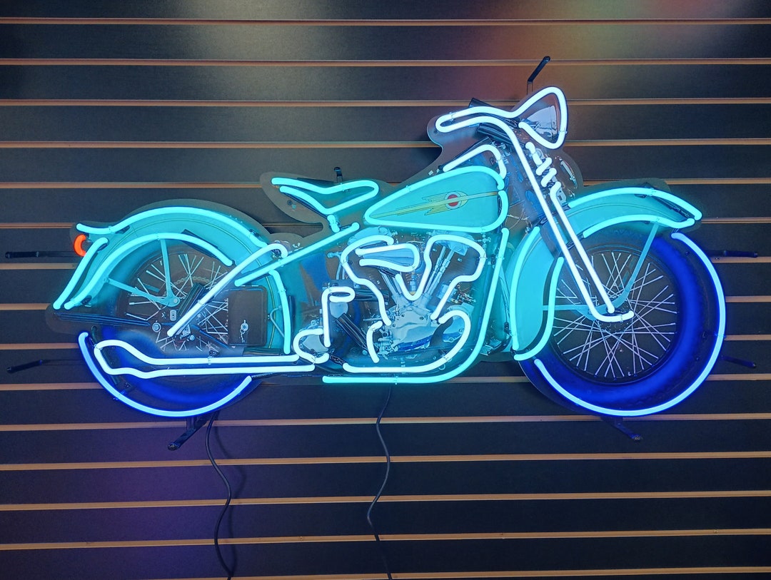 4 Foot Blue Motorcycle Neon Sign Garage Decor for Men Man Cave Wall ...