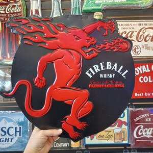 Fireball Whisky Shaped Embossed Metal Sign Fireball Signs Fireball ...
