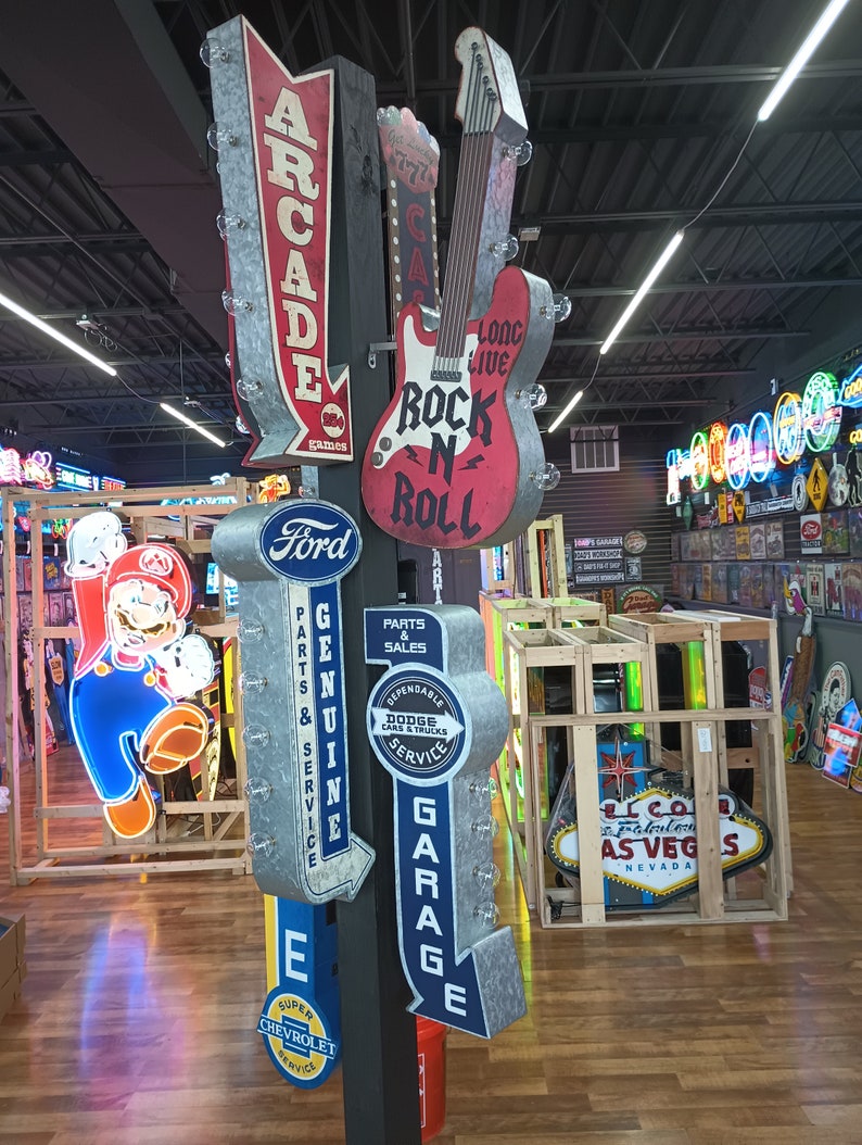 Long Live Rock N Roll Guitar Sign LED Light up Double Sided - Etsy