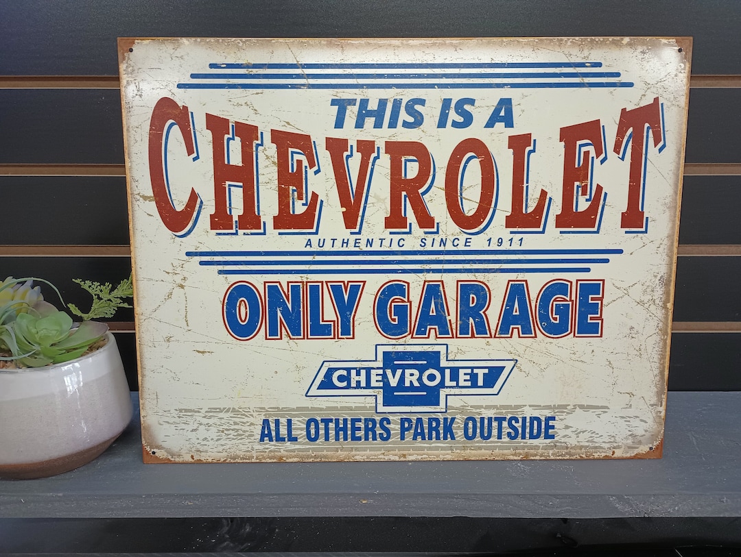 Chevrolet Only Garage Sign Chevy Signs Metal Garage Decor for Men Man ...